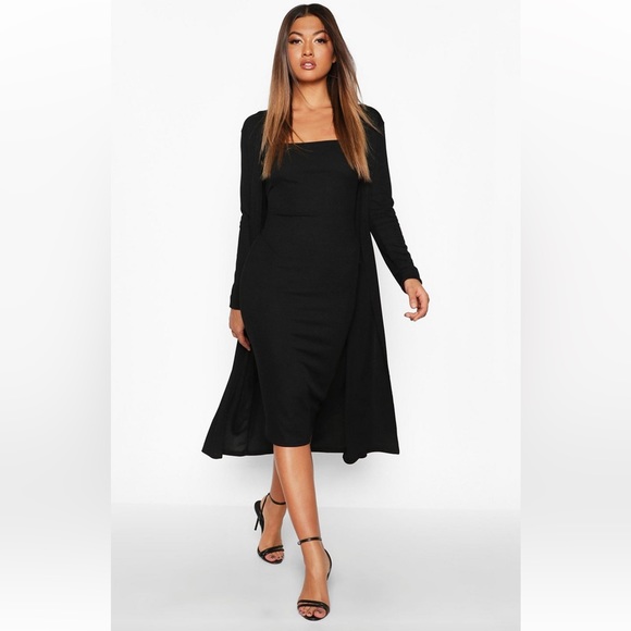 Dresses | Nwt Ribbed Midi Dress And Duster Set 2 Pc Set | Poshmark